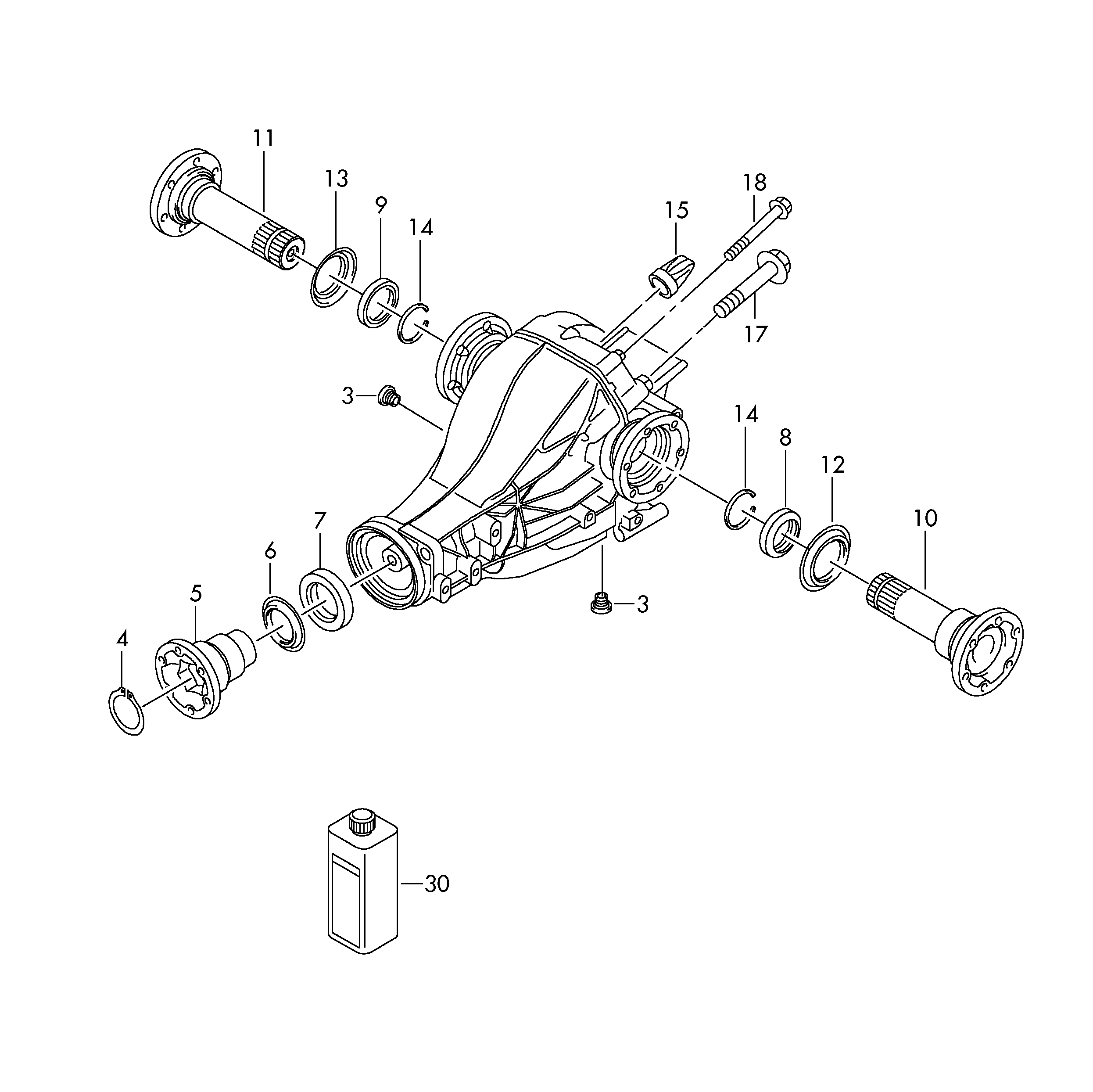 Audi A4 S4 Avant qu 2005 2008 Flanged Shaft Rear Axle Housing